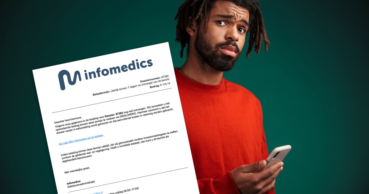 Valse Infomedics-mail over een openstaande rekening van €115,14 met ...