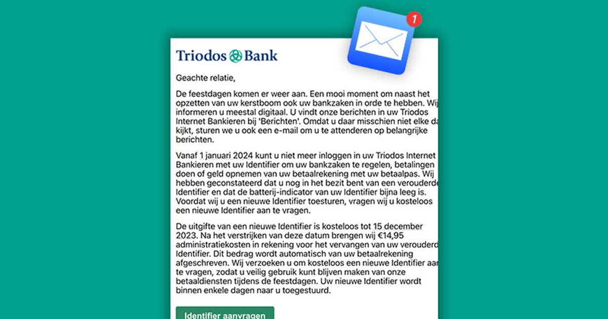 Wees gewaarschuwd voor valse mail namens Triodos Bank over verouderde ...
