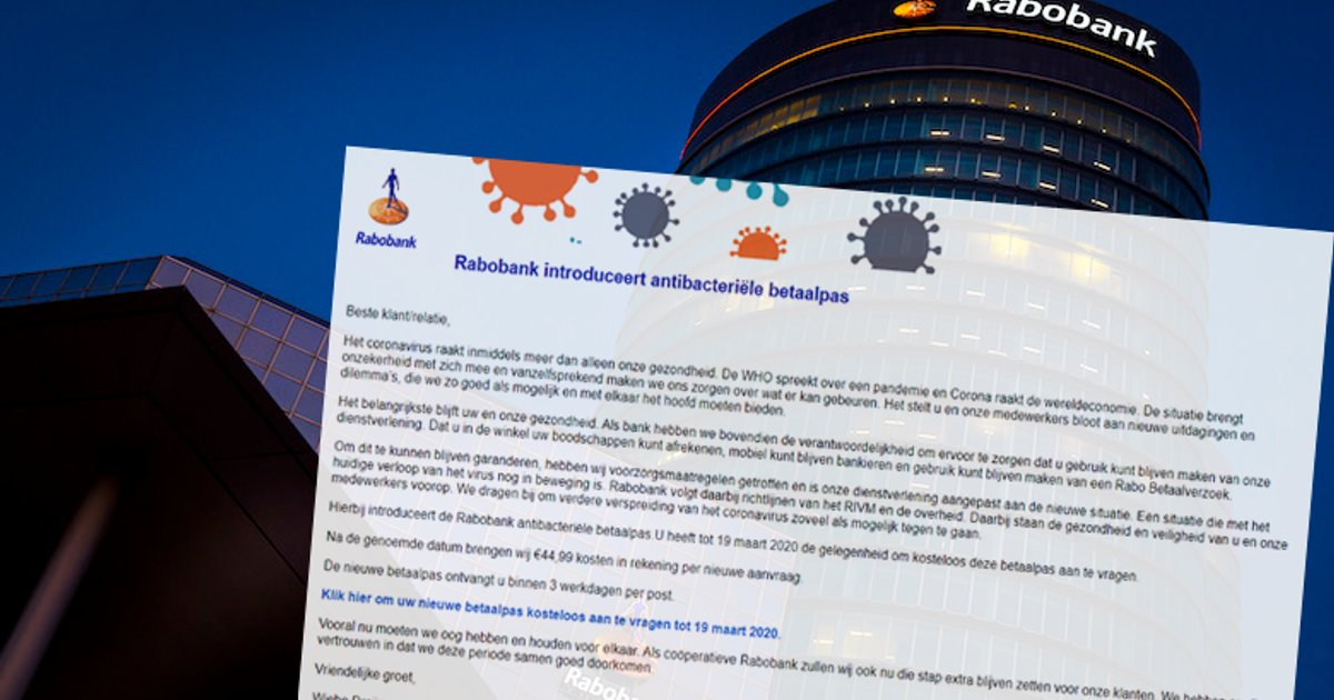 Valse mail 'Rabobank introduceert antibacteriële betaalpas' over ...