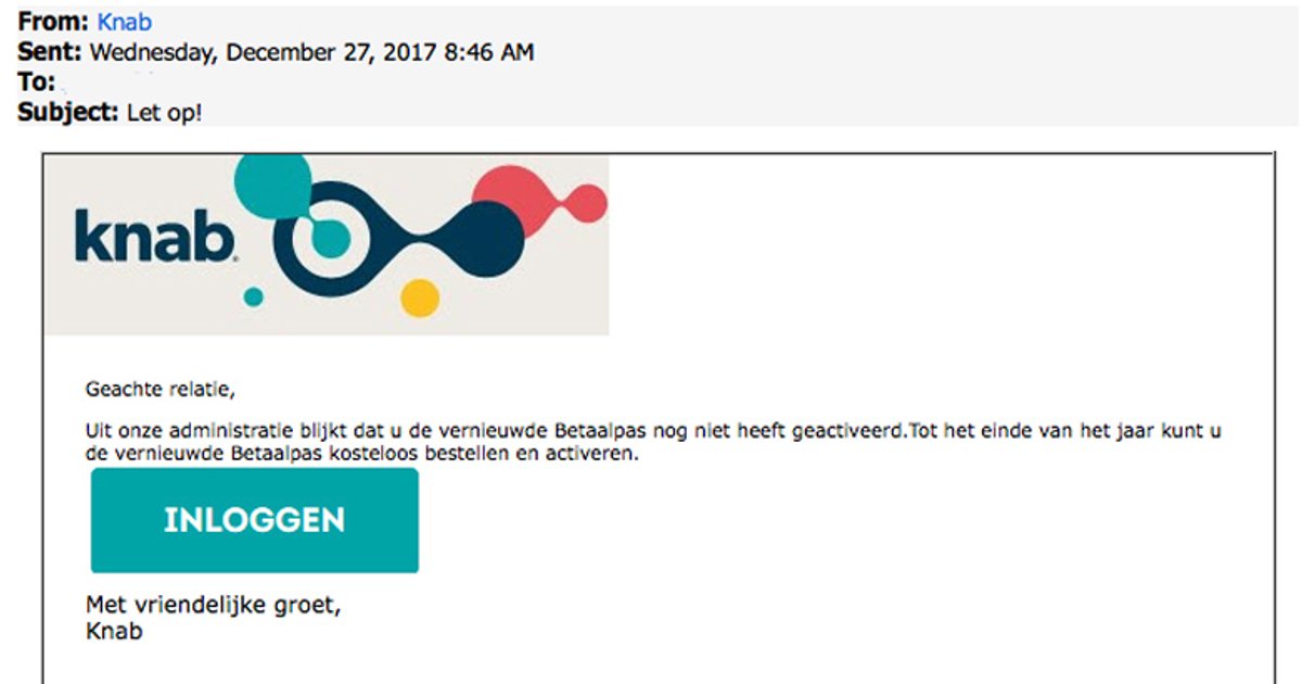 Pas op voor valse e-mail 'Knab' over aanvragen betaalpas | Opgelicht?!