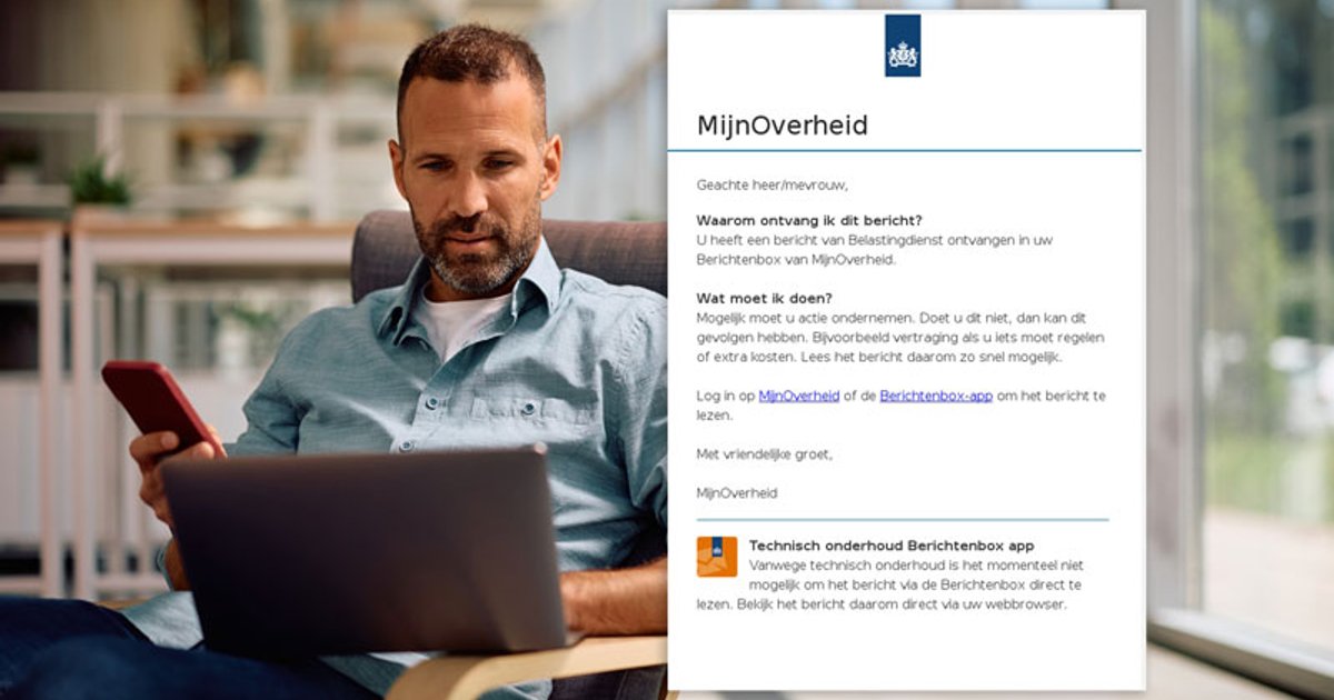 Phishingmail namens MijnOverheid over een nieuw Belastingdienstbericht ...