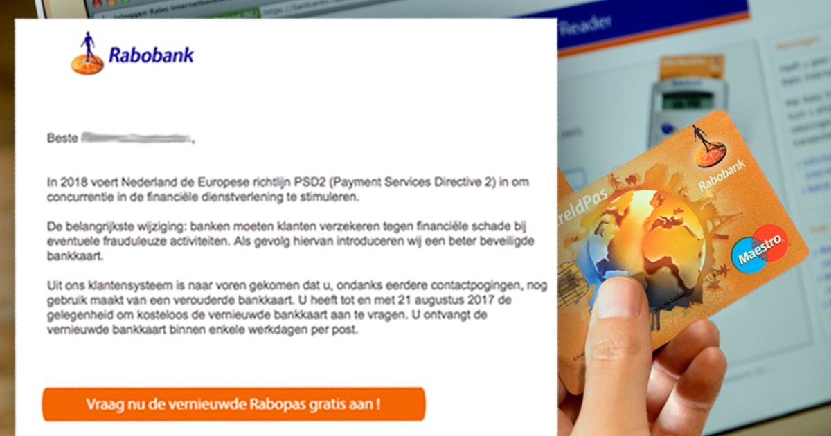 Mail Rabobank 'nieuwe betaalpas' is phishing! | Opgelicht?!