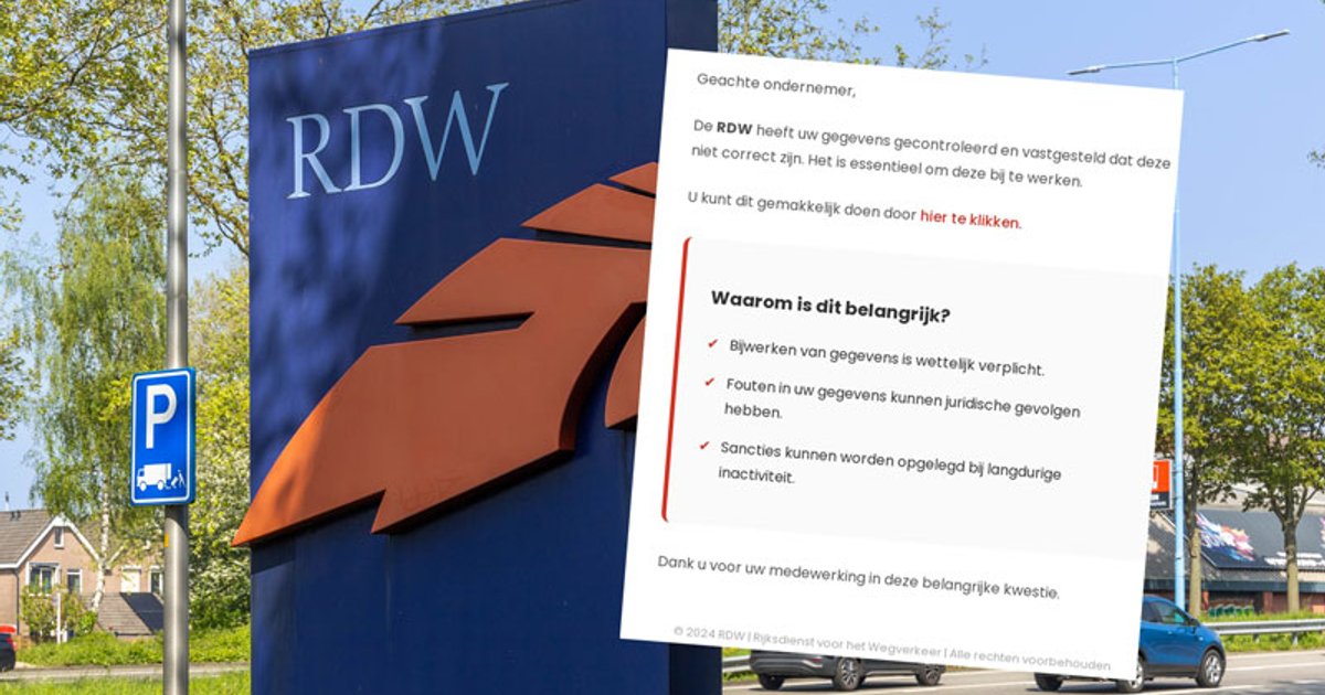 Frauduleuze mail: ‘Jouw RDW-gegevens zijn niet correct’ in omloop ...