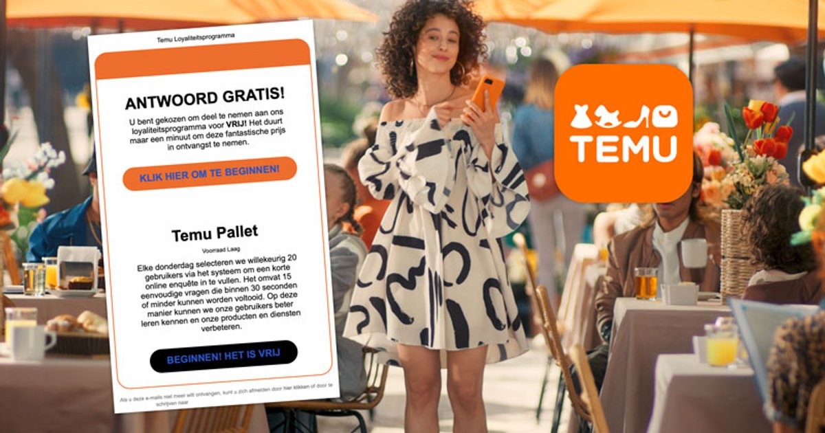 Frauduleuze mail namens verkoopplatform Temu: ‘Koop een Temu-pallet ...